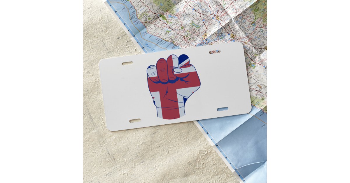 British Raised Fist License Plate | Zazzle