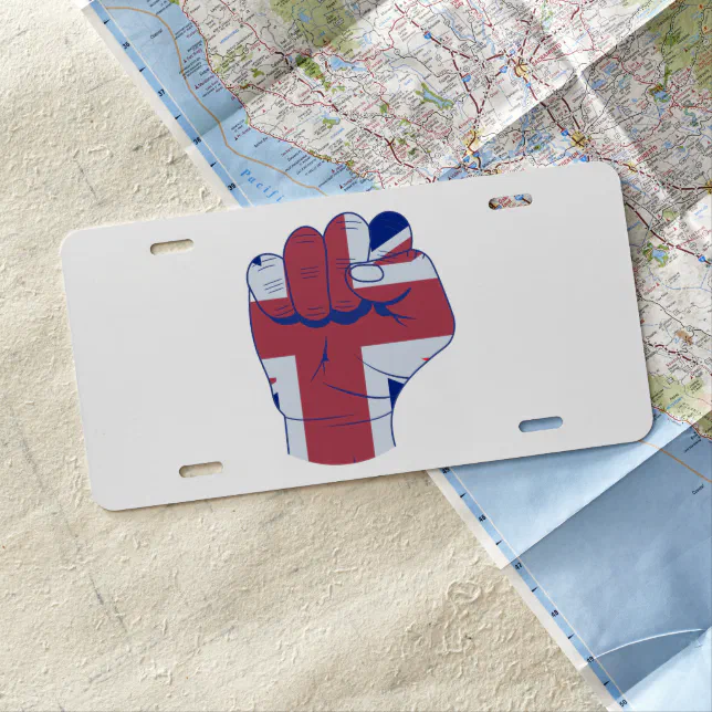 British Raised Fist License Plate | Zazzle