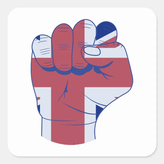 British Raised Fist Square Sticker | Zazzle