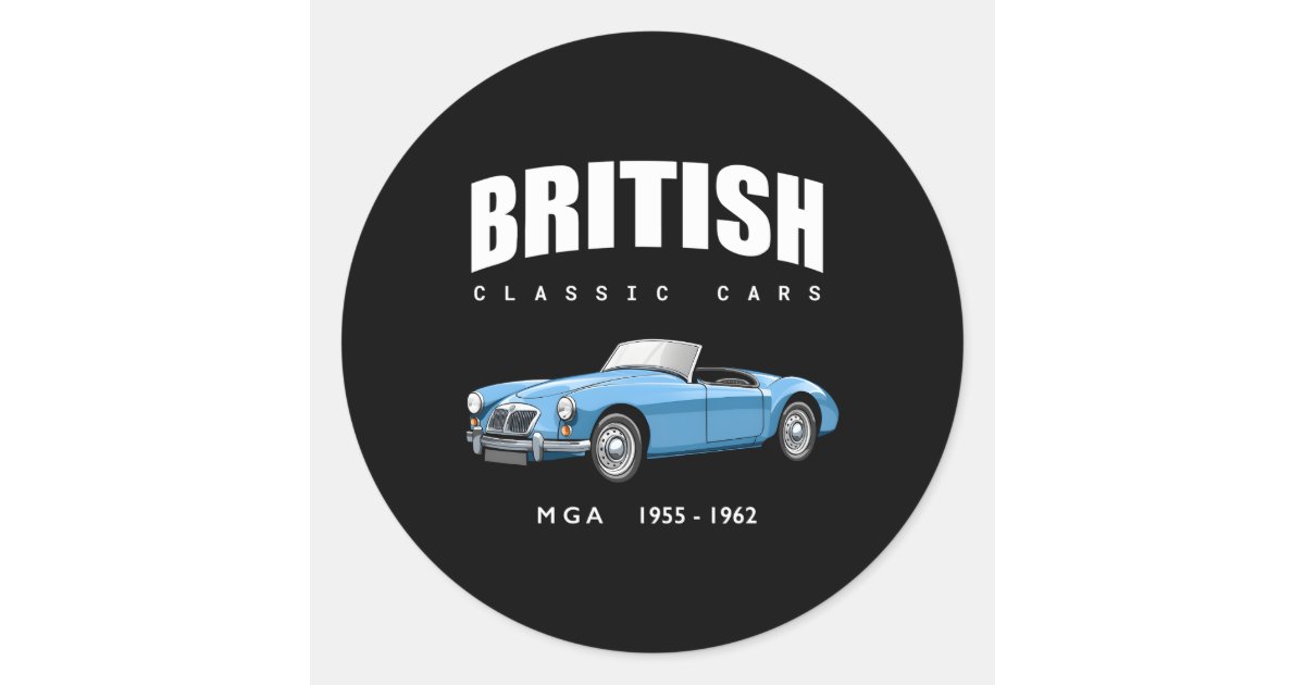 British Sports Car Mg Mga Classic Round Sticker | Zazzle