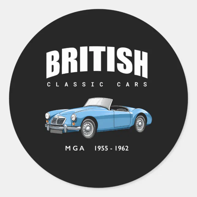 British Sports Car Mg Mga Classic Round Sticker | Zazzle