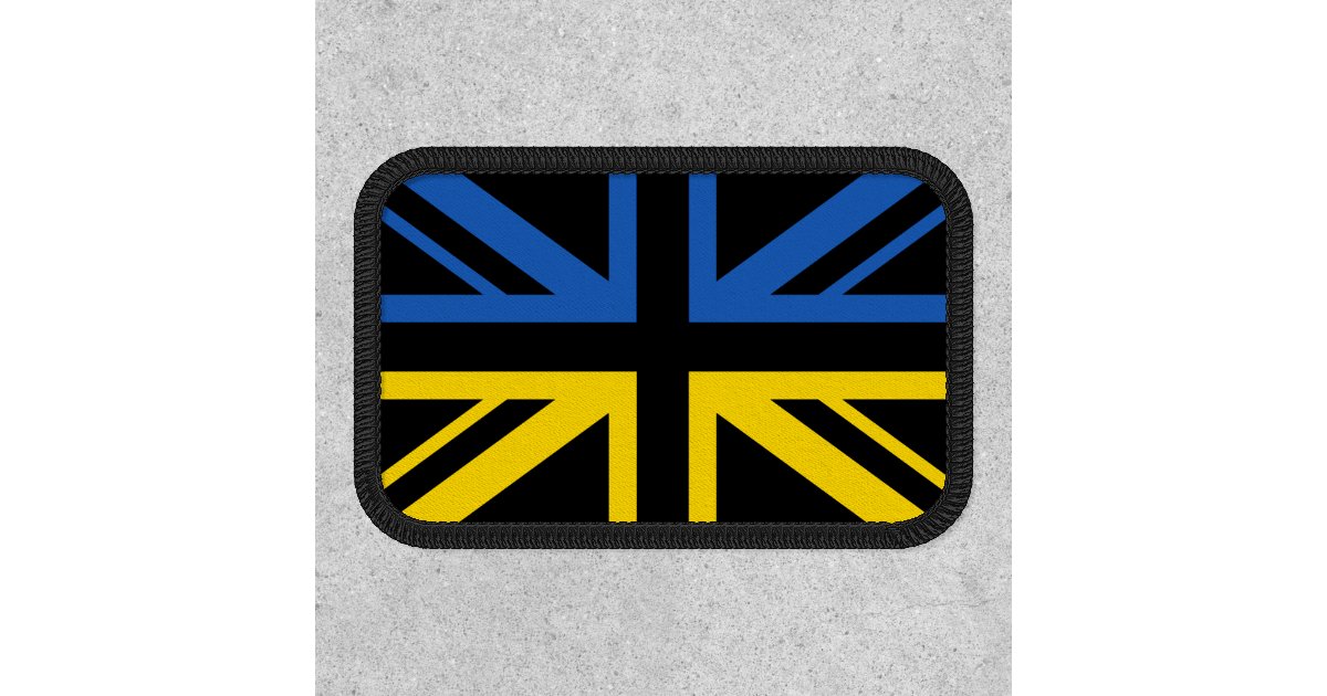 British UK flag and Ukraine Ukrainian flag Patch | Zazzle