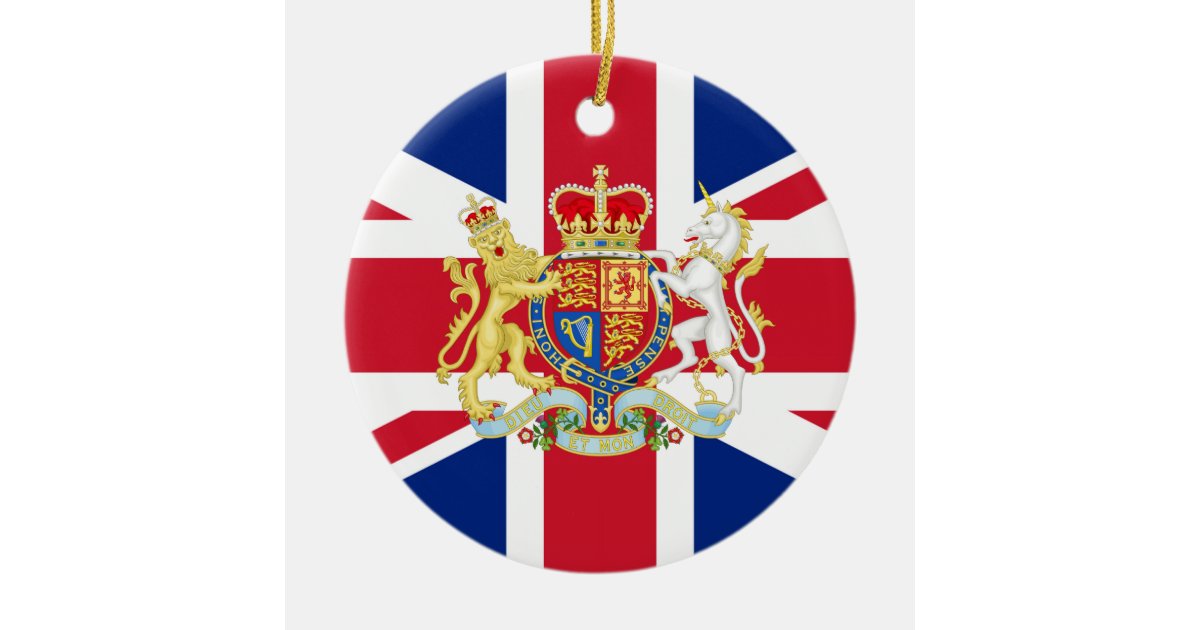 British Union Flag and Royal Crest Ceramic Ornament | Zazzle