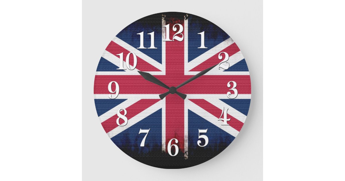 British Union Flag Union Jack Patriotic Design Large Clock | Zazzle