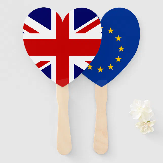 British Union Jack and EU European Union flag Hand Fan | Zazzle