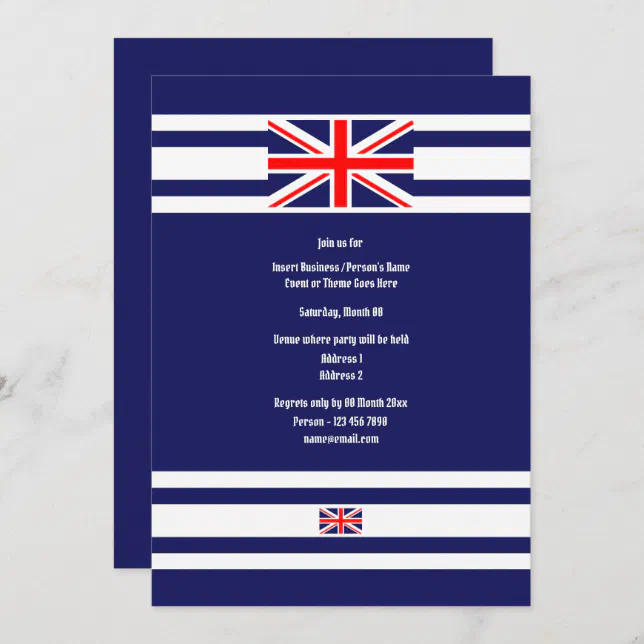 British Union Jack flag elegant British party Invitation | Zazzle