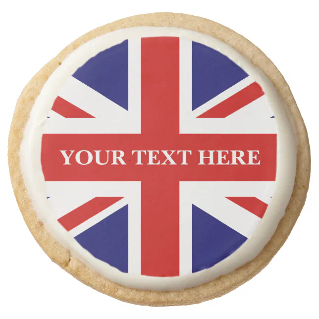 British Union Jack flag English pride design Round Shortbread Cookie ...