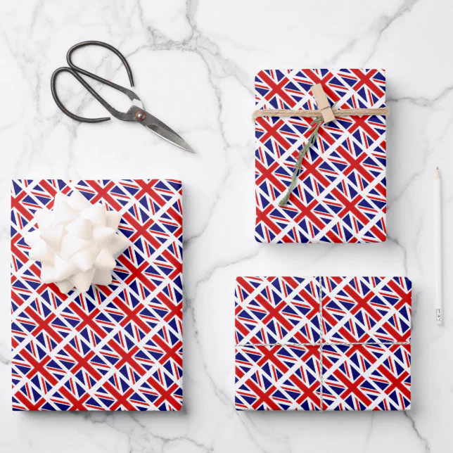 British Union Jack flag Queen's Platinum Jubilee Wrapping Paper Sheets ...