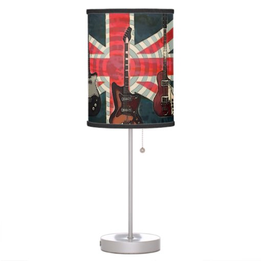 British Union Jack Flag Rock Roll Electric Guitar Table Lamp | Zazzle