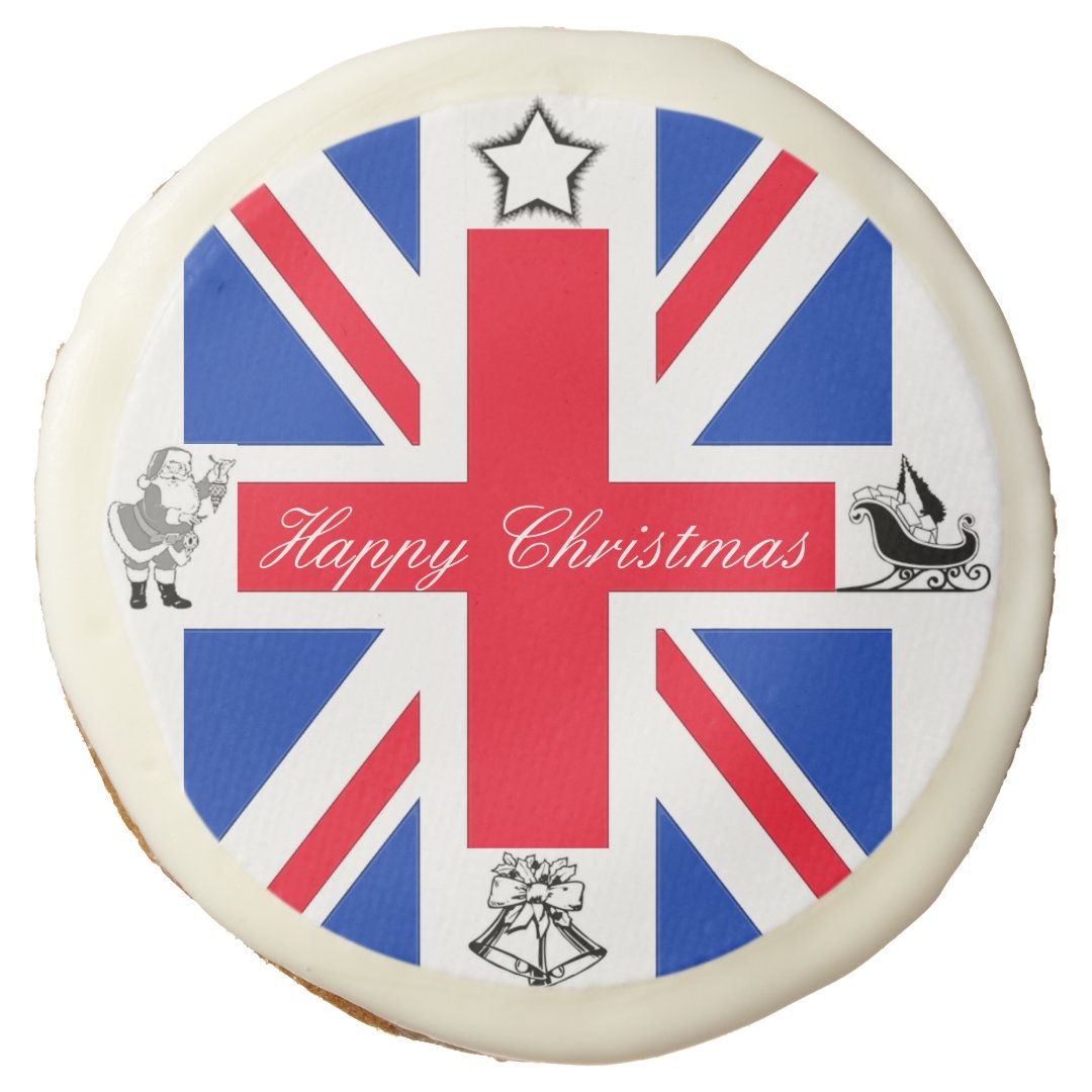 British Union Jack Happy Christmas Biscuit Cookies | Zazzle
