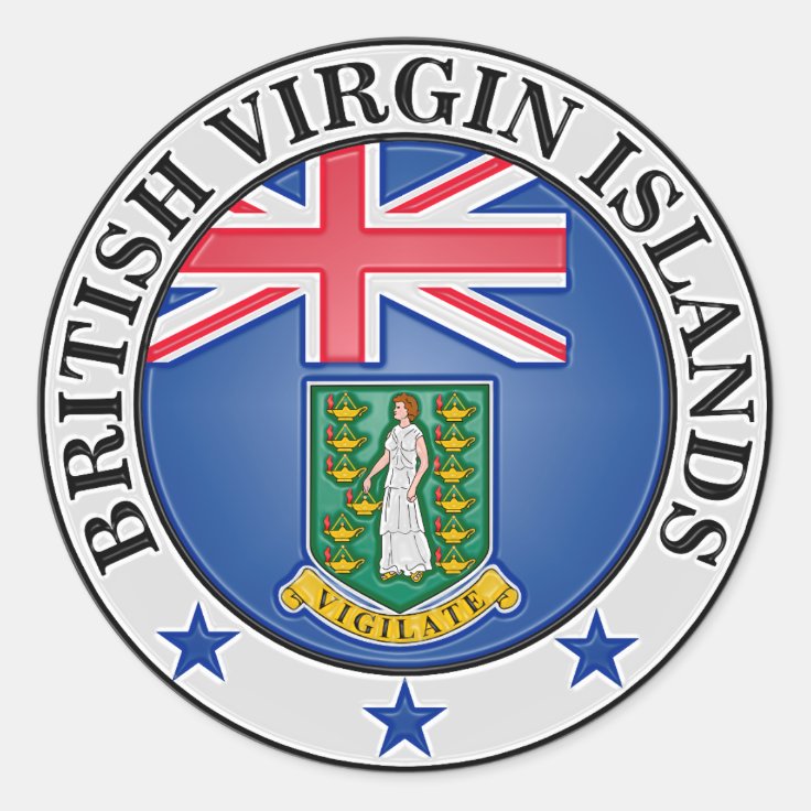 British Virgin Islands Round Emblem Classic Round Sticker | Zazzle