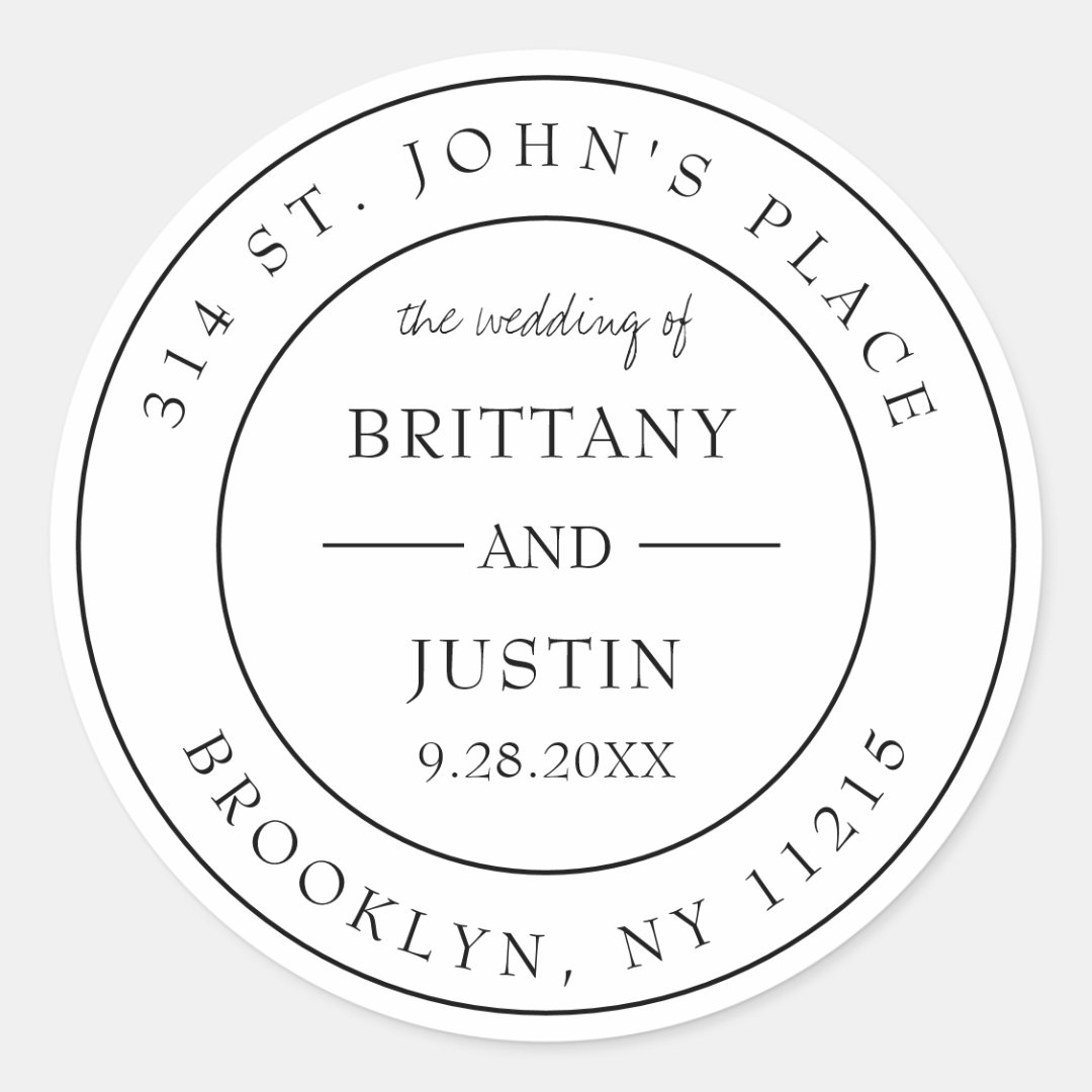 Brittany Circular Return Address Label Wedding | Zazzle