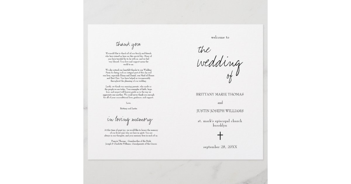Brittany Elegant Christian Folded Wedding Program | Zazzle