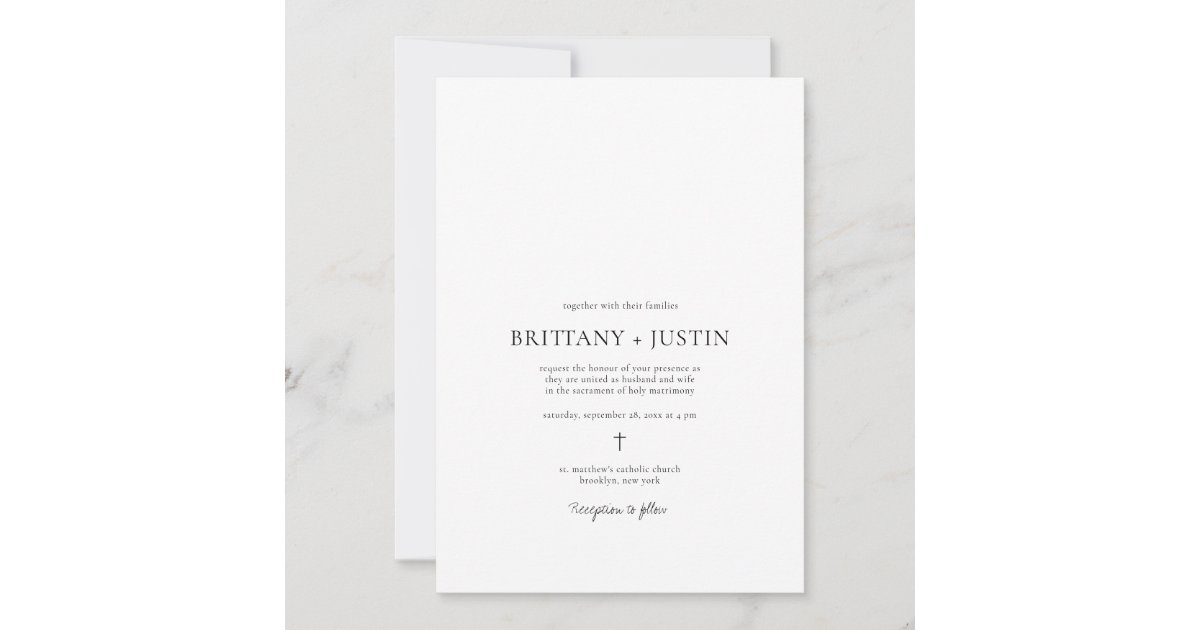 Brittany Modern Black Script Wedding with RSVP Invitation | Zazzle