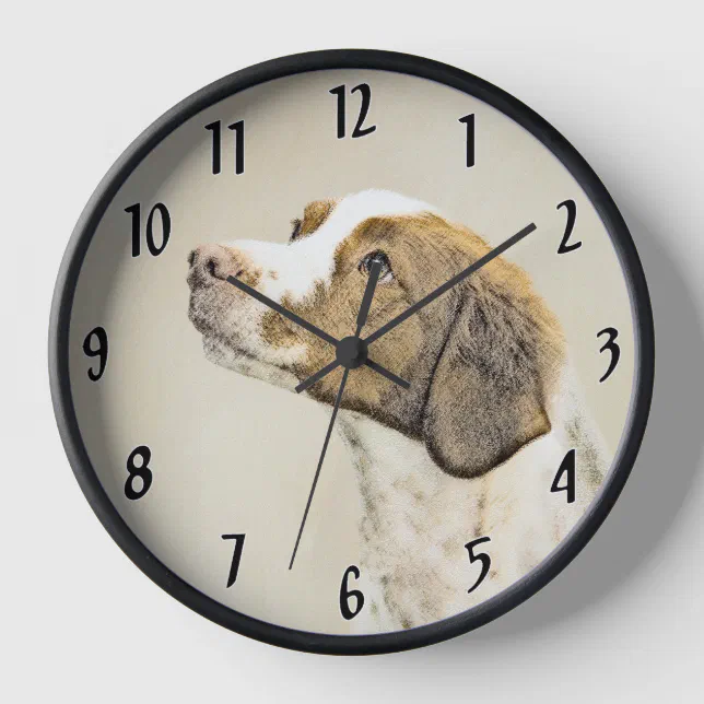 Brittany Painting - Cute Original Dog Art Clock | Zazzle