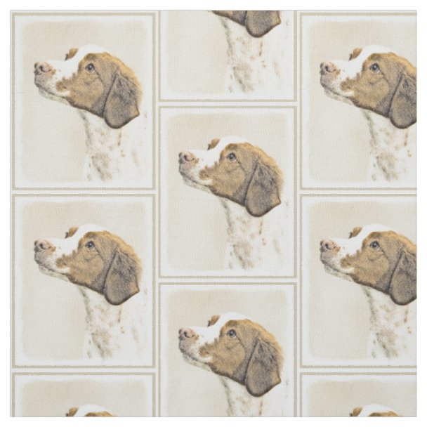 Brittany Spaniel Dog Art Fabric | Zazzle