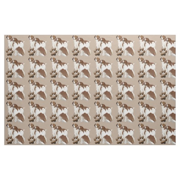 brittany spaniel navy blue dog fabric | Zazzle