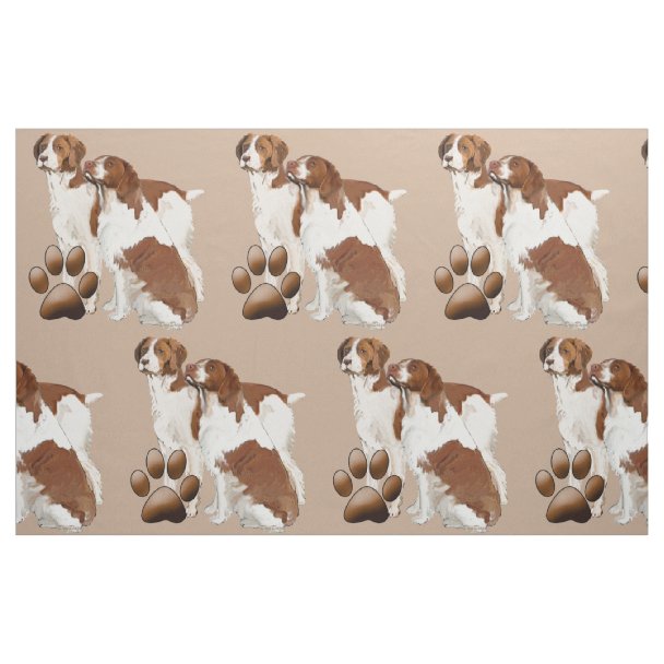 brittany spaniel navy blue dog fabric | Zazzle