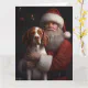 Brittany Spaniel With Santa Claus Christmas Card | Zazzle