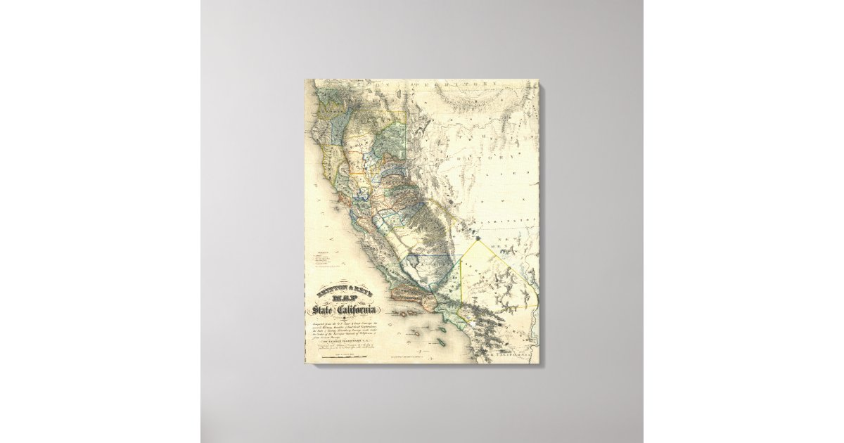 Britton and Rey's Map of California Canvas Print | Zazzle