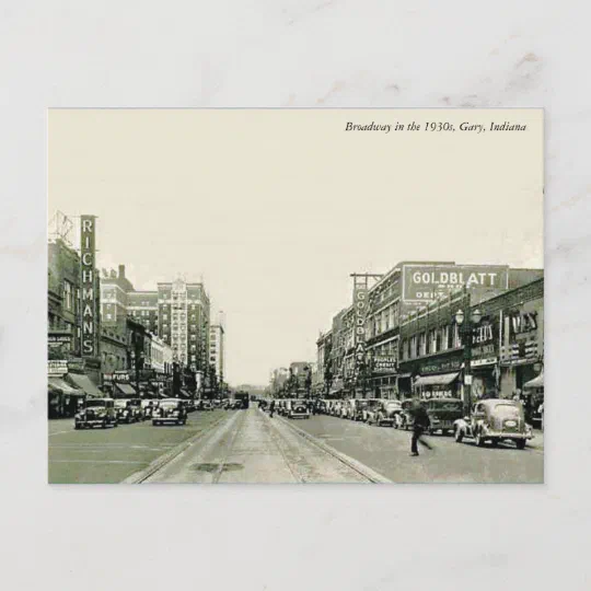 Broadway 1930s Gary, Indiana Postcard | Zazzle.com