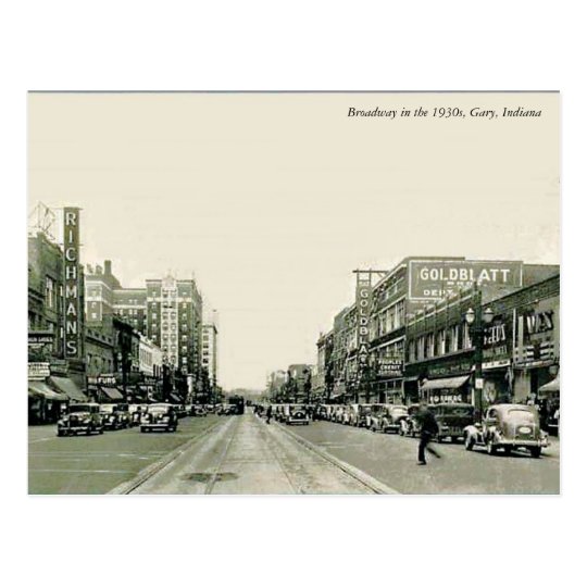 Broadway 1930s Gary, Indiana Postcard | Zazzle.com