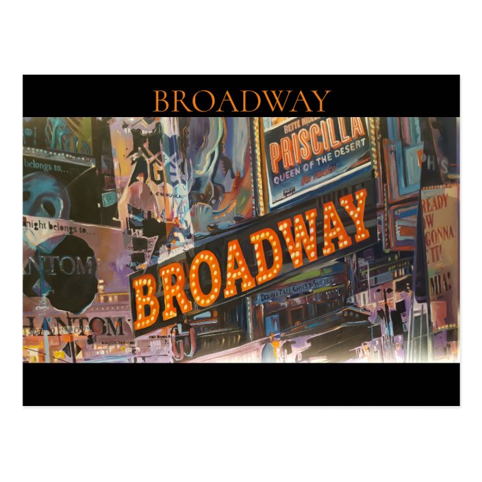 Broadway Neon Lights Postcard | Zazzle.com