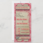 Broadway Playbill Ticket Wedding Raspberry Pink Invitation | Zazzle