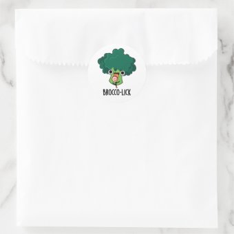 Brocco-lick Funny Veggie Broccoli Pun Classic Round Sticker | Zazzle