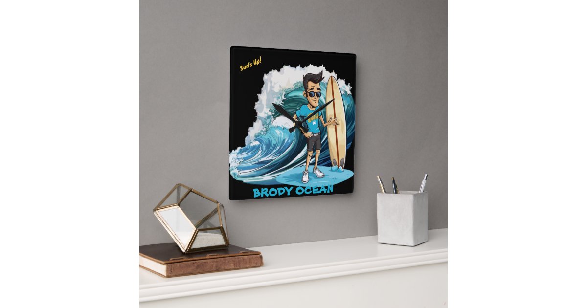 Brody Ocean Wavecrest Square Wall Clock | Zazzle