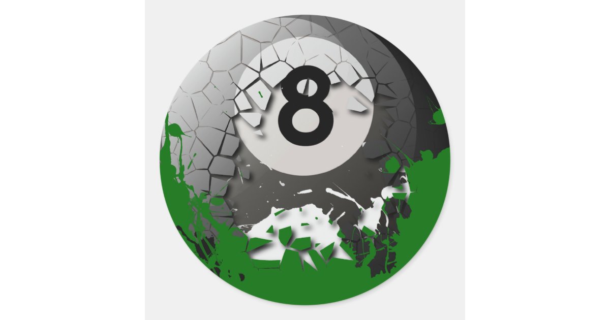 Broken and Cracked 8 Ball Classic Round Sticker | Zazzle