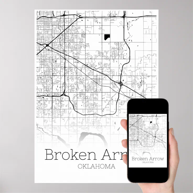 Broken Arrow Map - Oklahoma - City Map Poster | Zazzle
