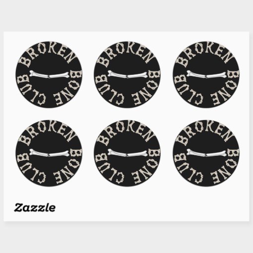 BROKEN BONE CLUB CLASSIC ROUND STICKER | Zazzle