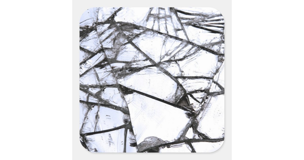 Broken glass square sticker | Zazzle