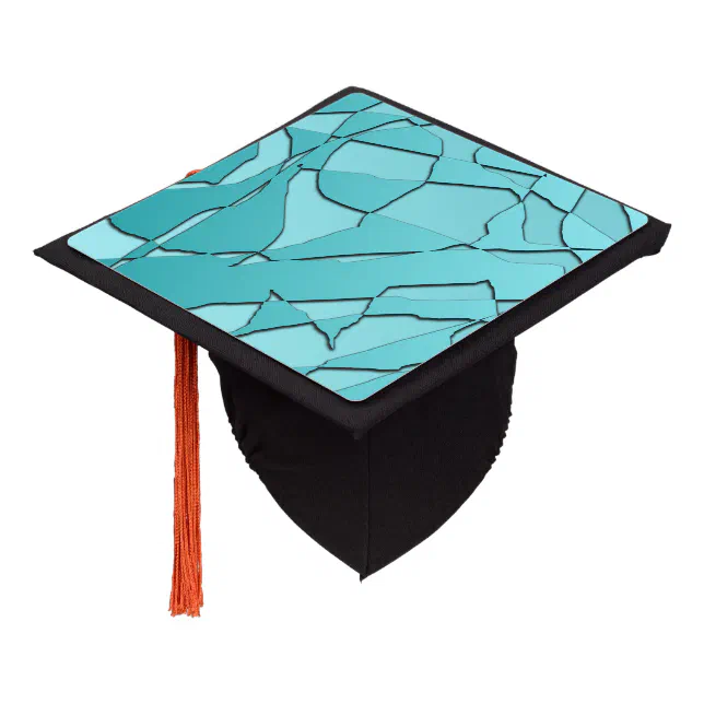 Broken Glass Teal Graduation Cap Topper | Zazzle