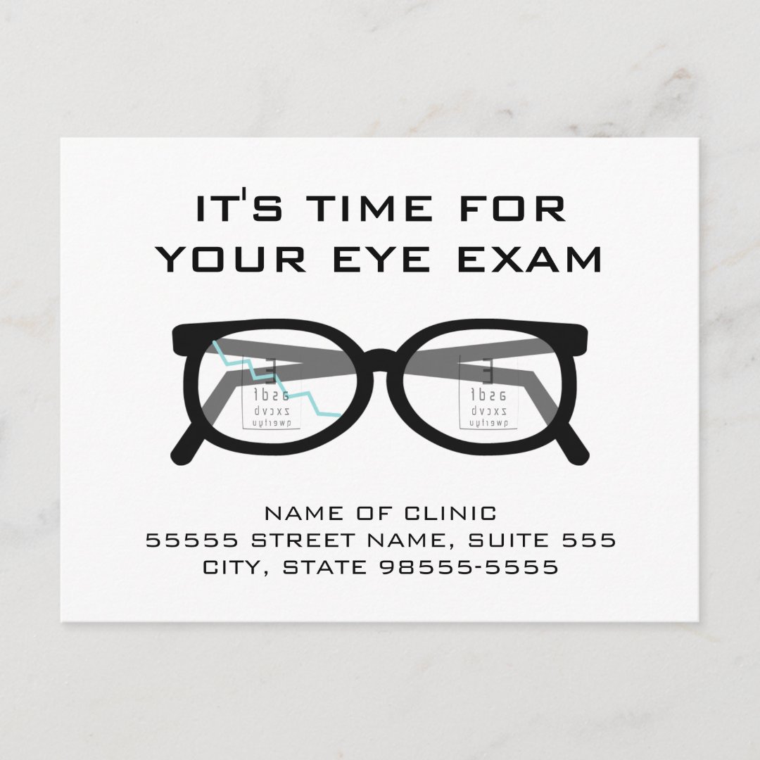 Broken Glasses Eye Exam Appointment Reminder Postcard | Zazzle