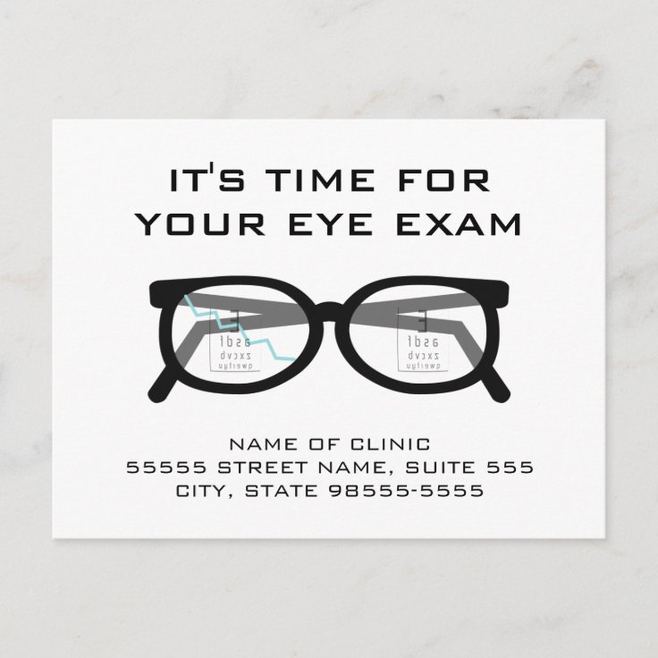 Broken Glasses Eye Exam Appointment Reminder Postcard | Zazzle