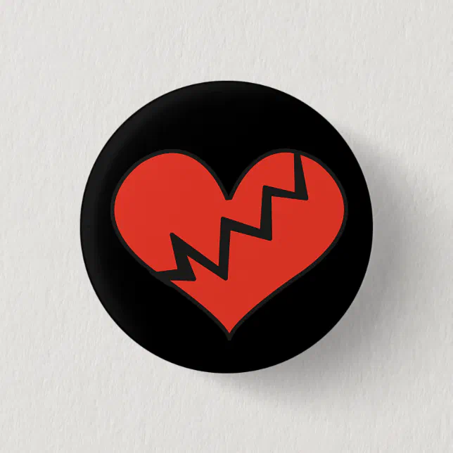 Broken Heart Badge Pin Button | Zazzle
