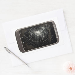 Broken Mobile Phone Rectangular Sticker | Zazzle