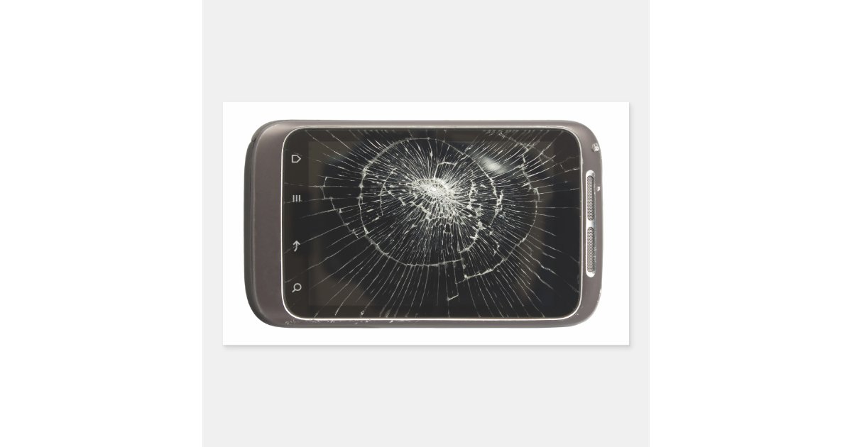 Broken Mobile Phone Rectangular Sticker | Zazzle