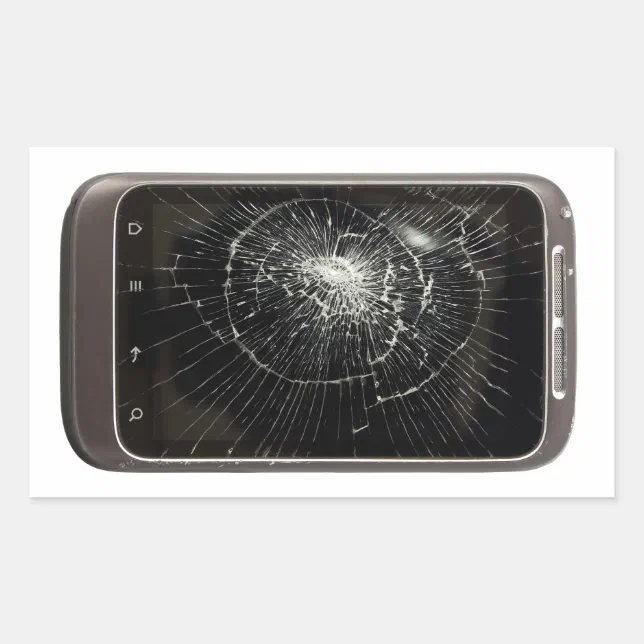 Broken Mobile Phone Rectangular Sticker | Zazzle