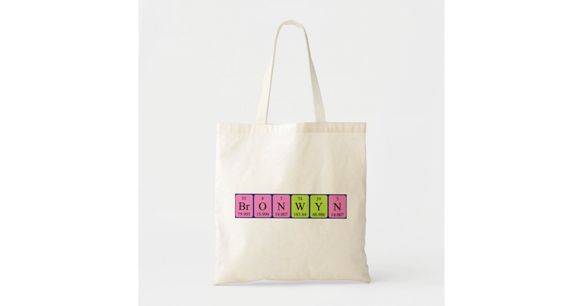 Bronwyn periodic table name tote bag | Zazzle