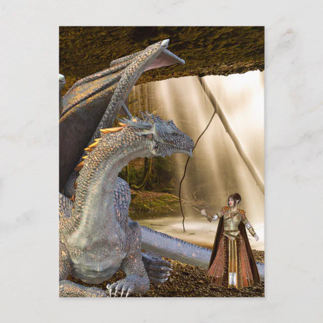 Bronze dragon and Princess Elf Postcard | Zazzle