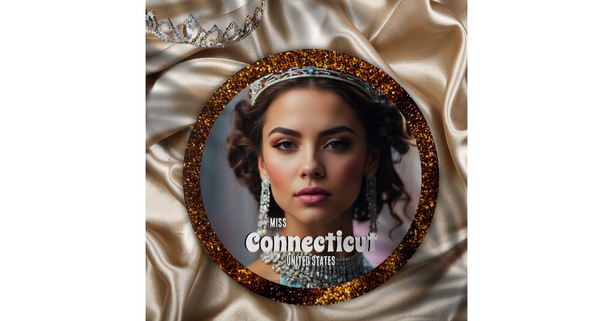 Bronze Glitz Pageant Button Pin Custom Photo | Zazzle