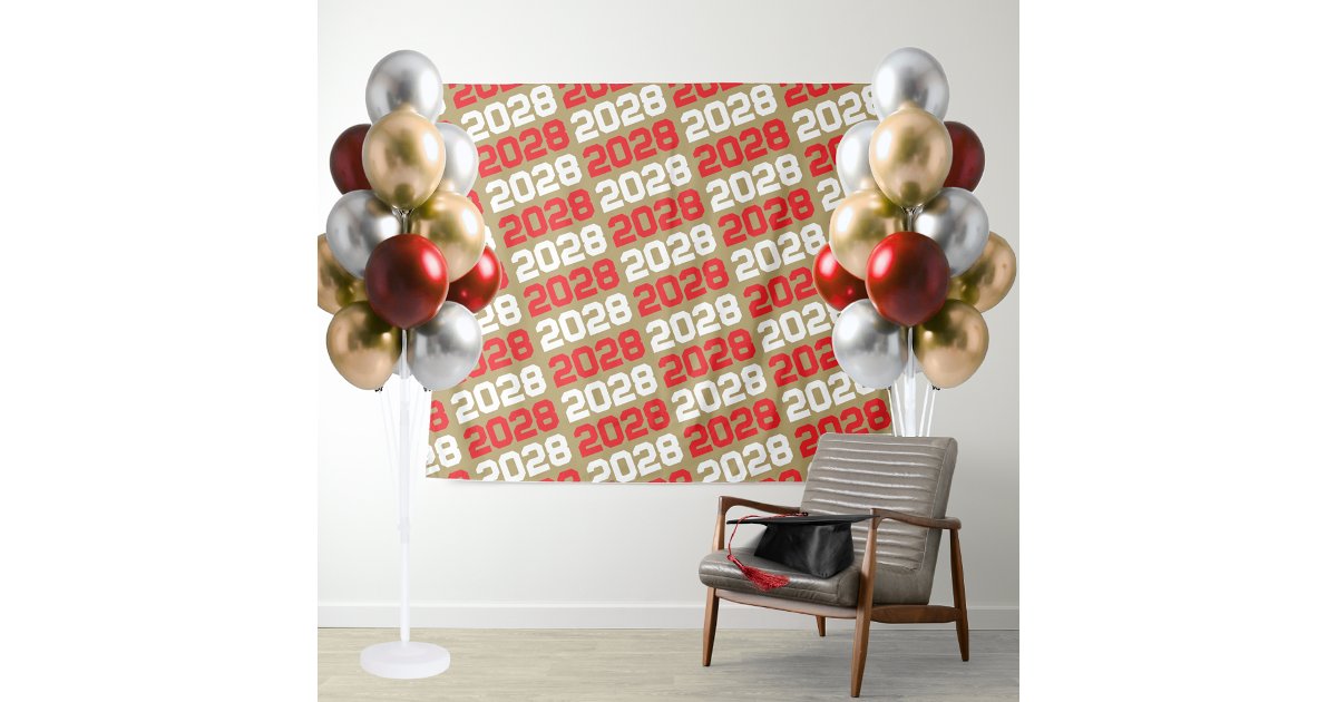 Bronze Gold and Red Graduation Backdrop | Zazzle