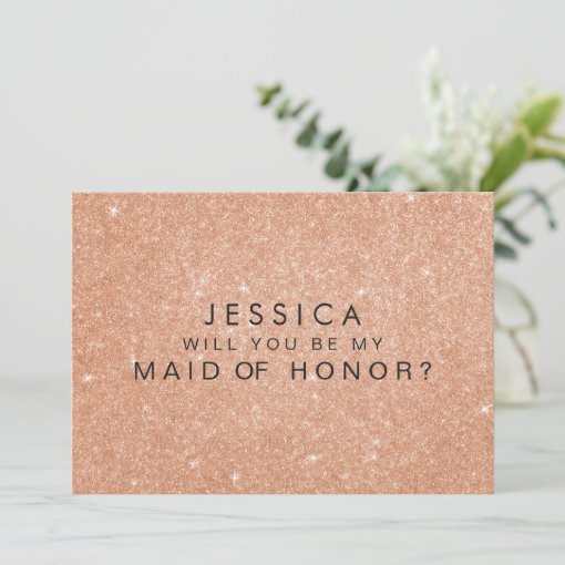 Bronze Gold Glitter Maid of Honor Request Cards | Zazzle