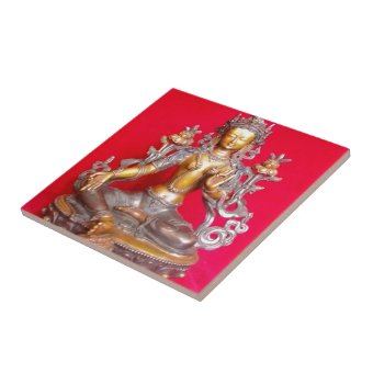 BRONZE GREEN TARA STATUE ANCIENT TIBET TILE | Zazzle