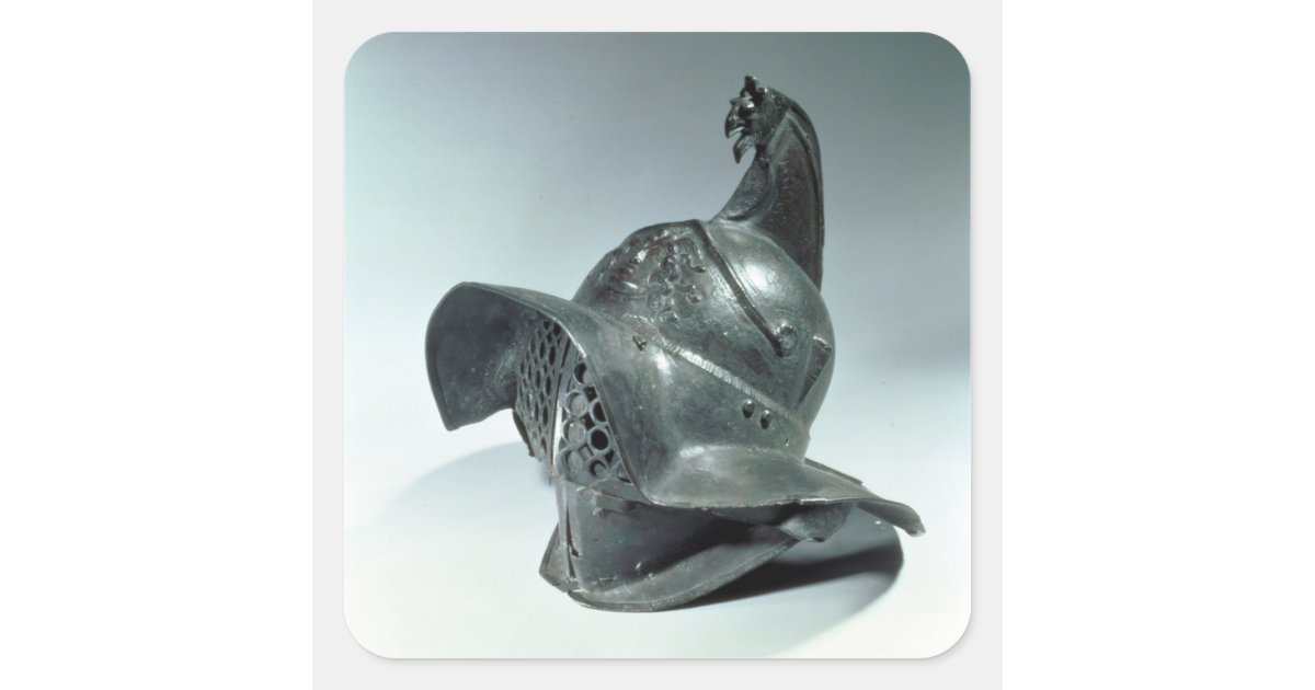 Bronze helmet of Thracian gladiator, Roman, 1st ce Square Sticker | Zazzle