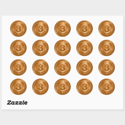 Bronze medal 3rd place winner classic round sticker | Zazzle