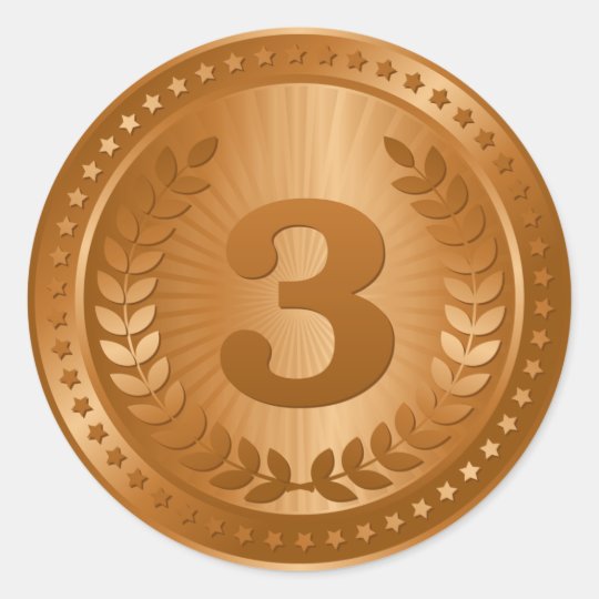 Bronze medal 3rd place winner classic round sticker | Zazzle.com